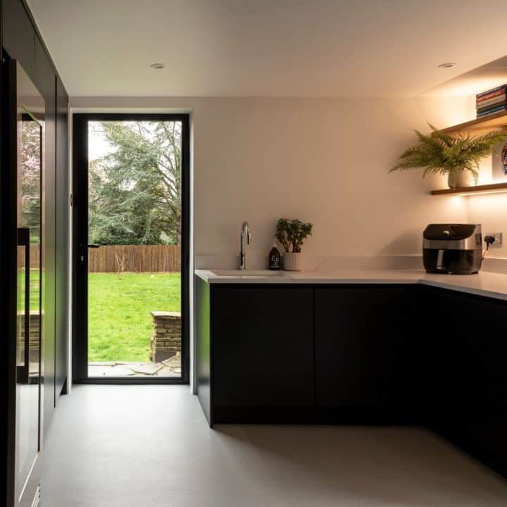 Collection of black aluminium doors in stunning Ipswich renovation